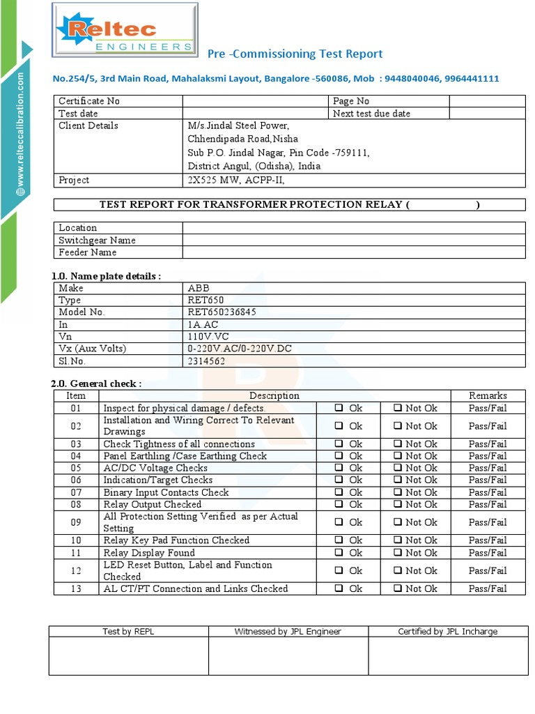 Transformer Report Format | PDF