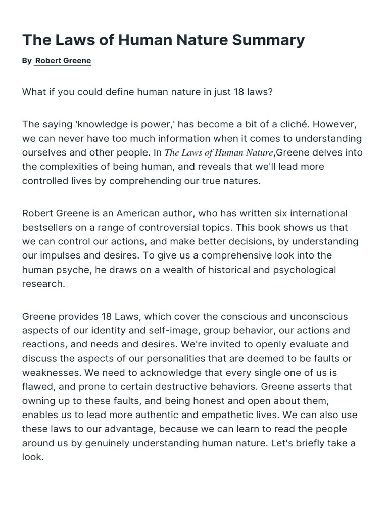 Summary of The Laws of Human Nature | PDF | Attitude (Psychology ...