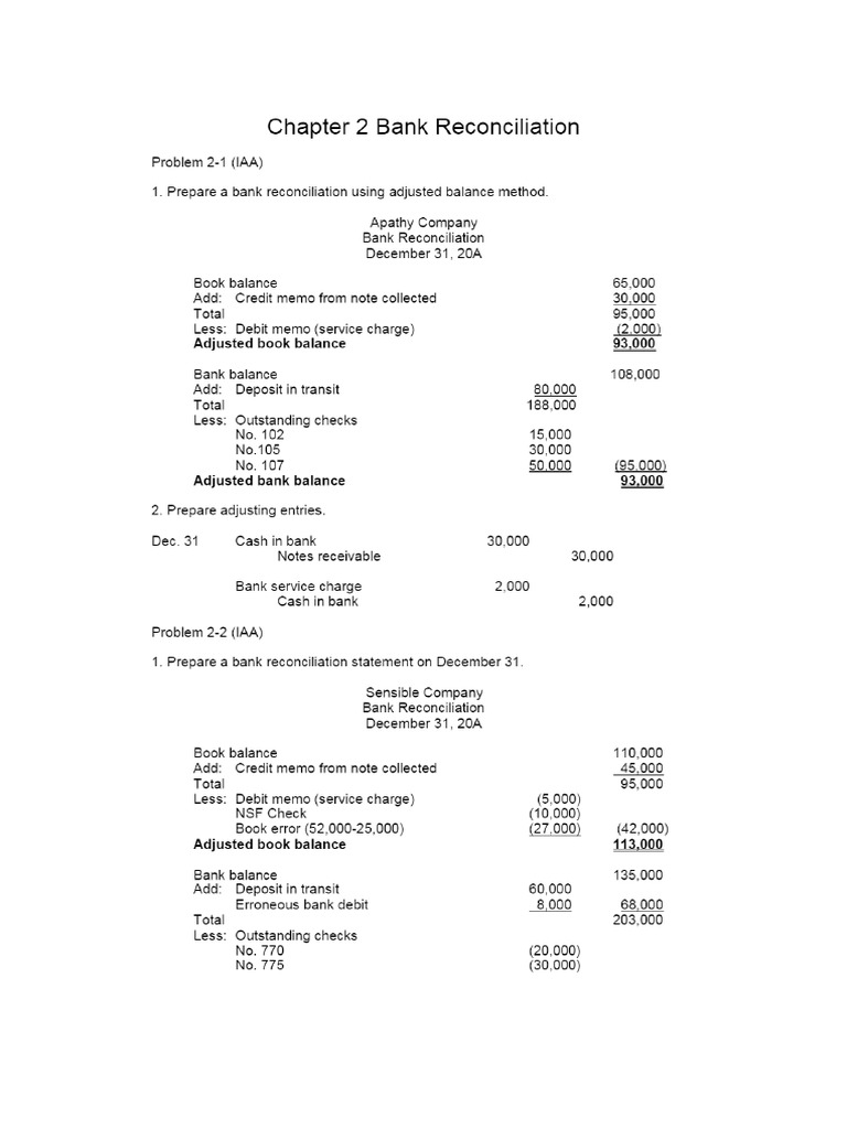 Chapter 2 - Bank Reconciliation | PDF