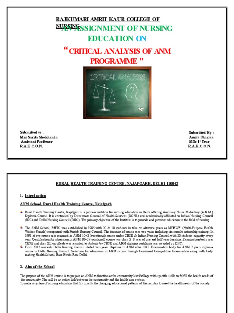 Critical Analysis of Anm Programme | PDF