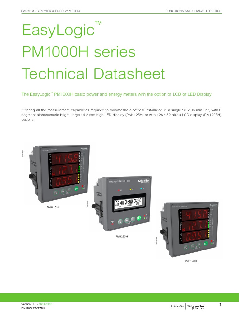 EasyLogic™ PM1000H Series Technical Datasheet | PDF | Physical ...