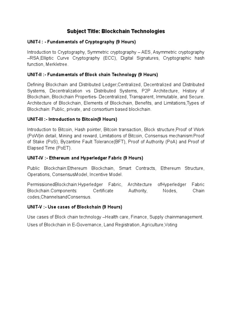 Blockchain Syllabus | PDF | Cryptography | Internet Of Things