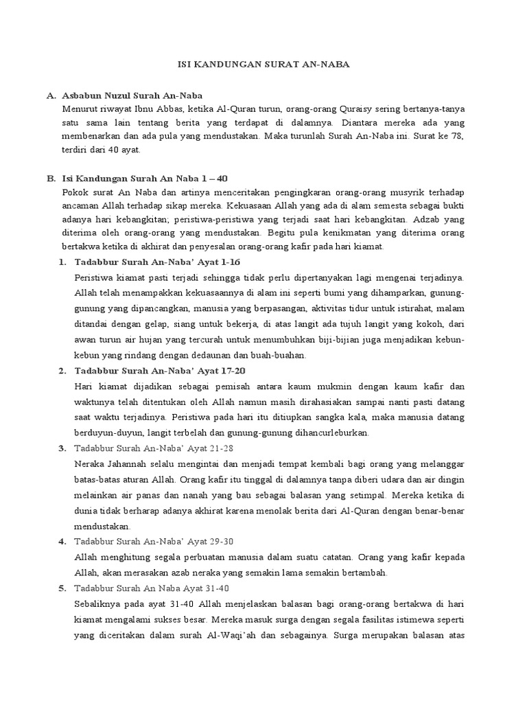 Isi Kandungan Surat An-Naba | PDF