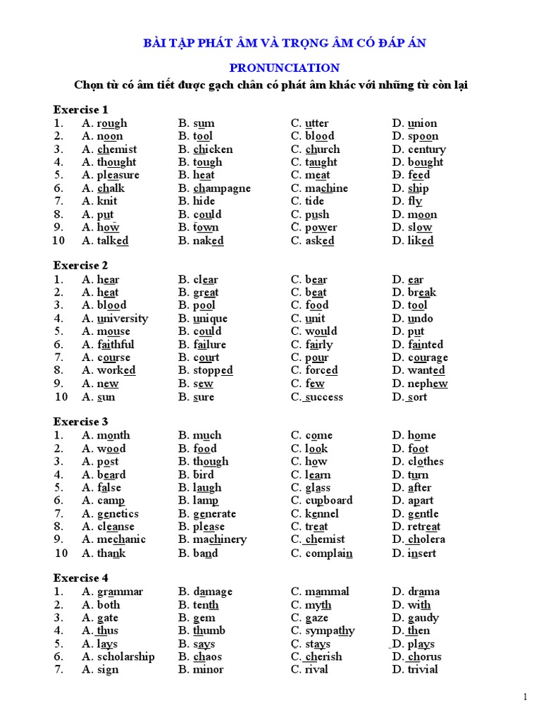 40 Bai Tap Phat Am Va Trong Am Tieng Anh 9 | PDF