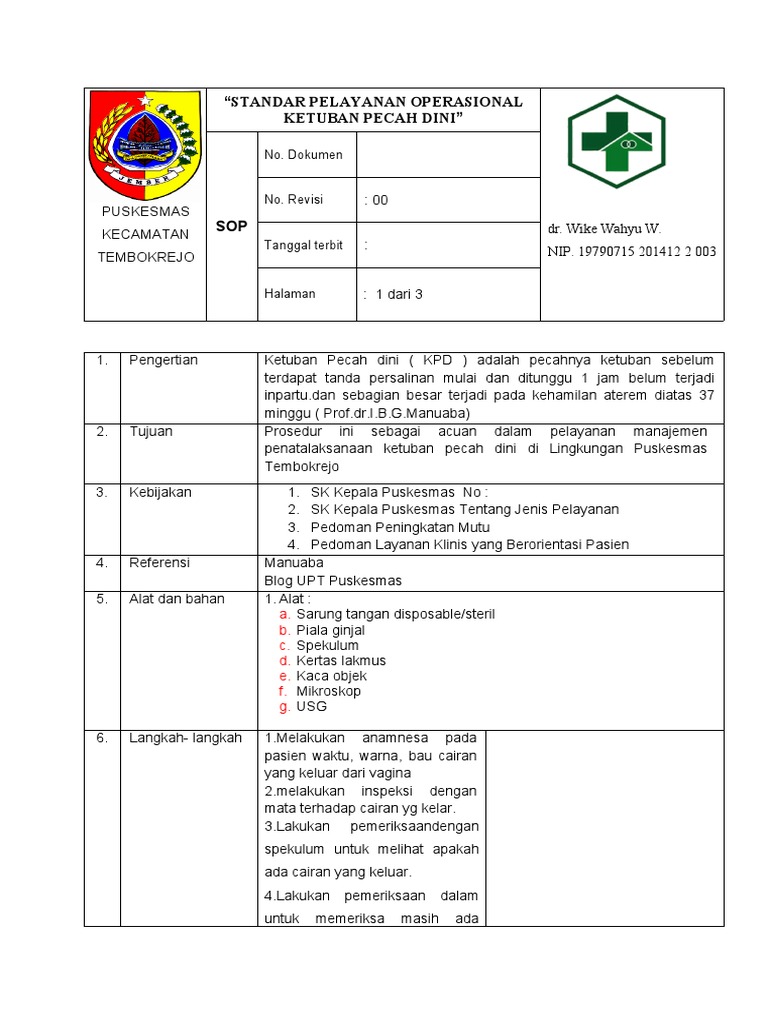 Sop 9 KPD | PDF | Kesehatan Holistik