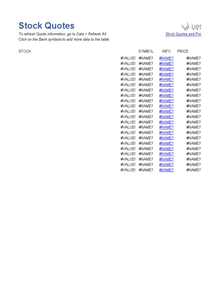 Stock Quotes | PDF | Worksheet | Microsoft Excel