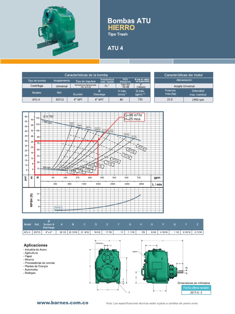 (INTECH) 01. Data sheet Bomba ATU-4 BARNES PUMPS | PDF