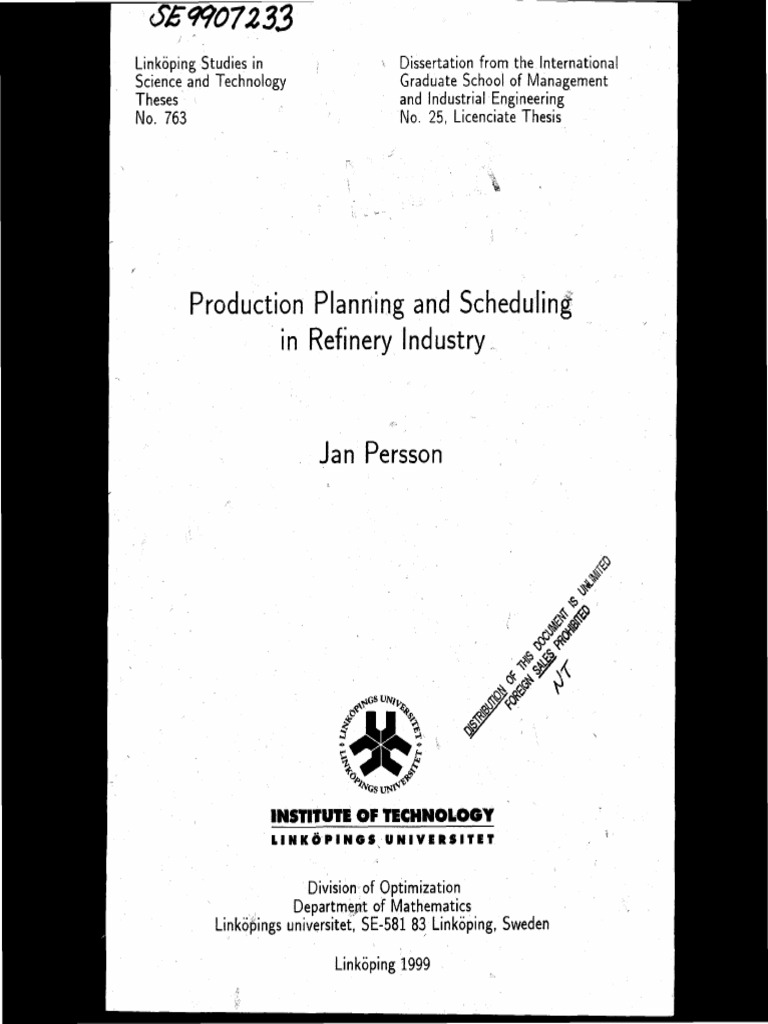Production Planning & Scheduling in Refinery | PDF