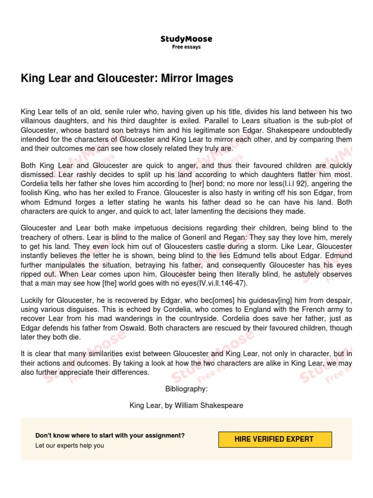 Lear and Gloucester: A Comparative Study | PDF | King Lear ...
