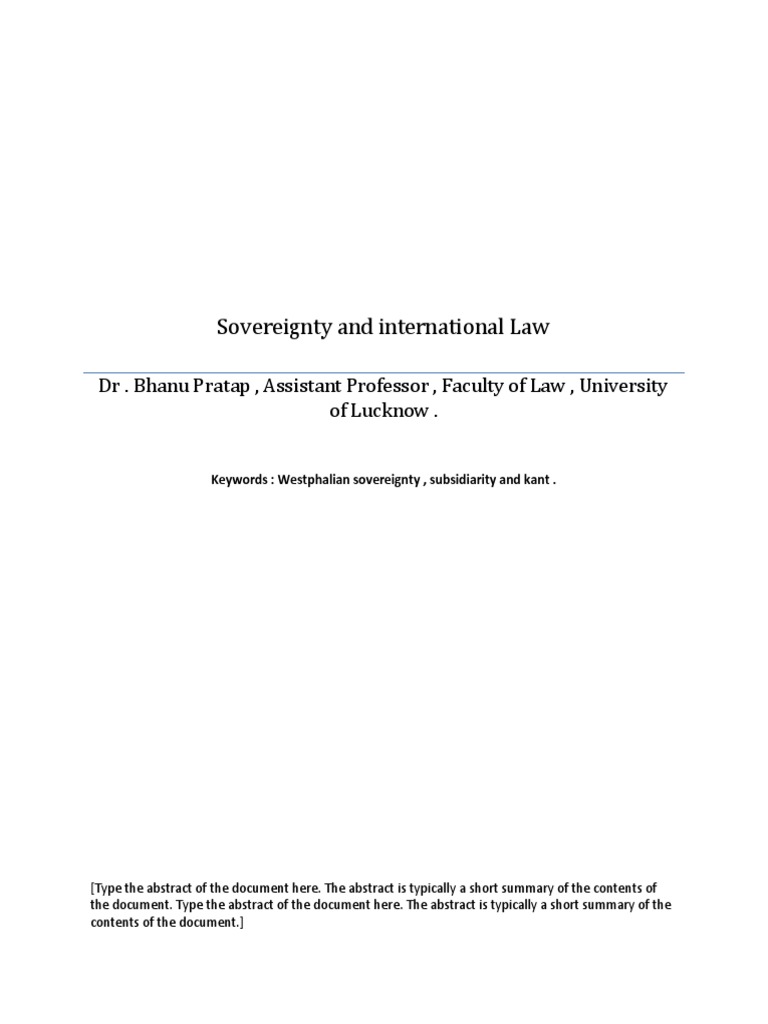 Sovereignty and International Law | PDF | Social Science
