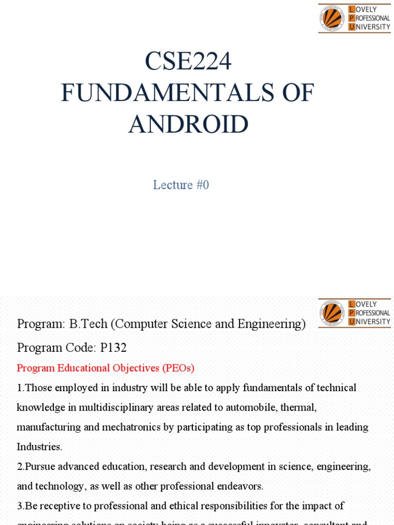 Lecture 0 CSE224 | PDF | Engineering | Android (Operating System)