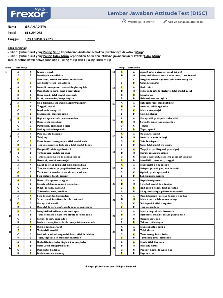 2 DISC Soal Attitude Test | PDF