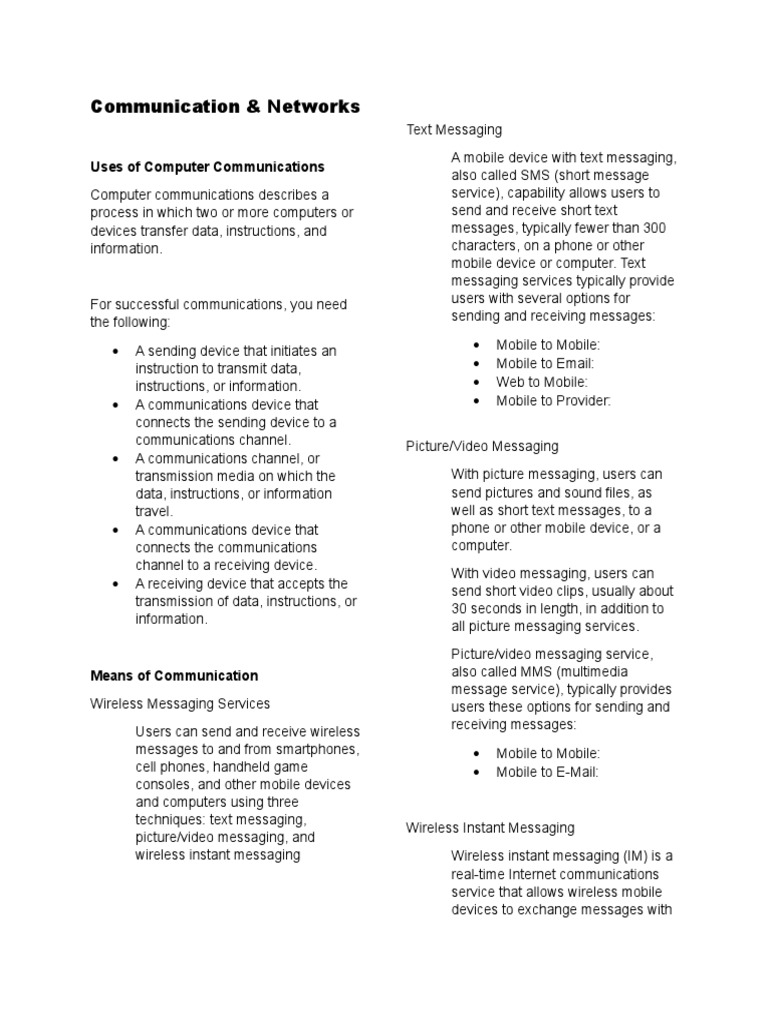 Communication & Networks | PDF | Computers | Technology & Engineering