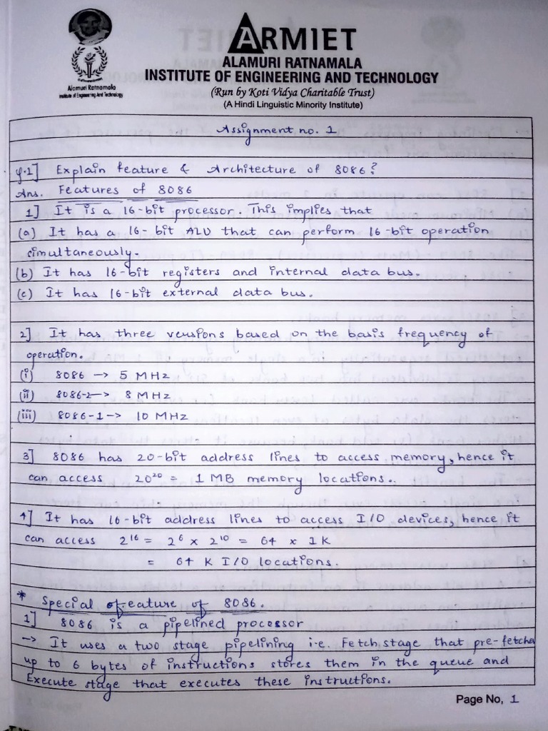 Microprocessor Assignment 1 | PDF | Digital Electronics | Computing Microprocessor Assignment 1 | PDF | Digital Electronics | Computing
