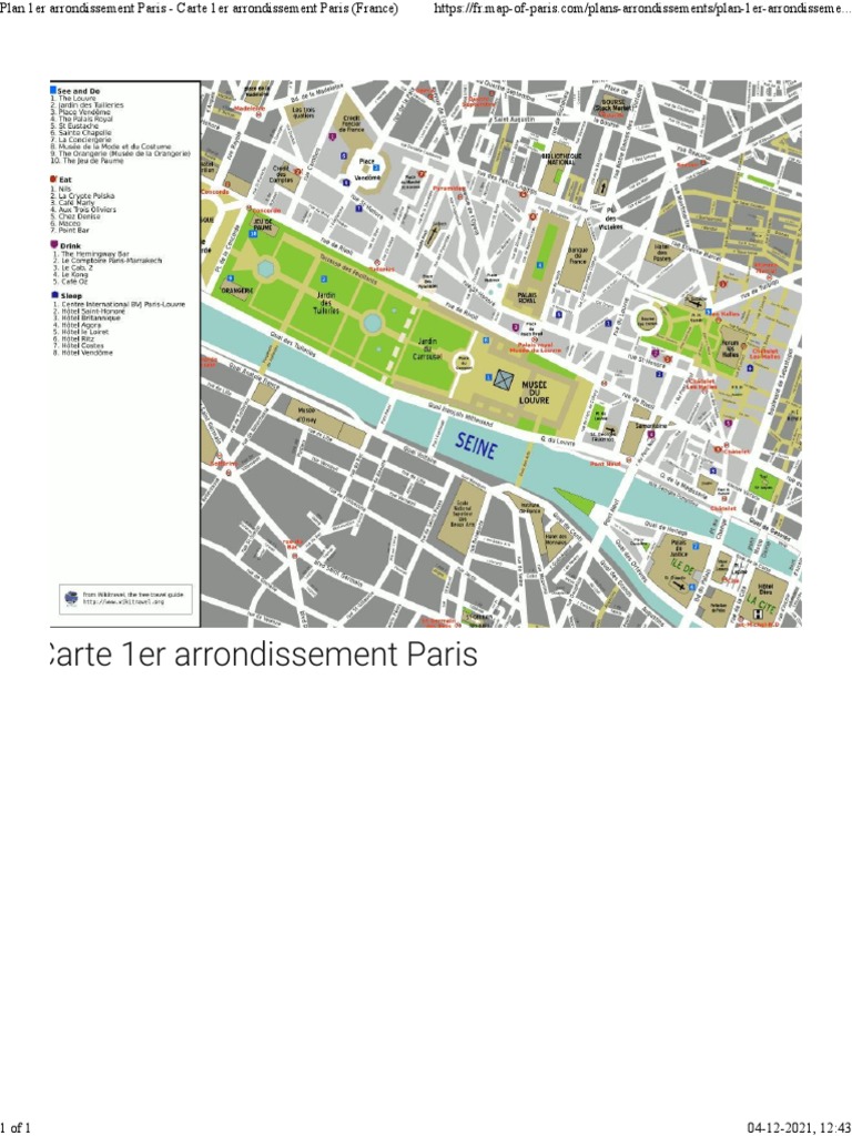 Plan 1er arrondissement Paris - Carte 1er arrondissement Paris (France ...