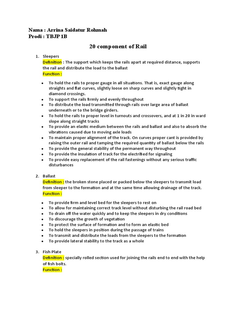 20 Component of Rail | PDF | Rail Transport | Train