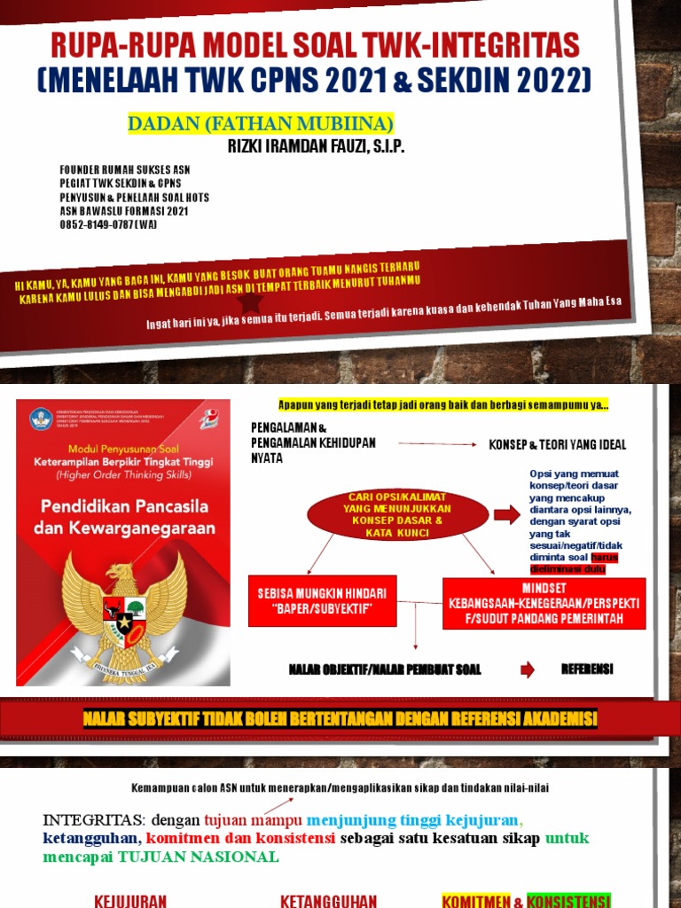 Telaah Model Soal Twk-Integritas CPNS Dan Sekdin | PDF | Karier ...