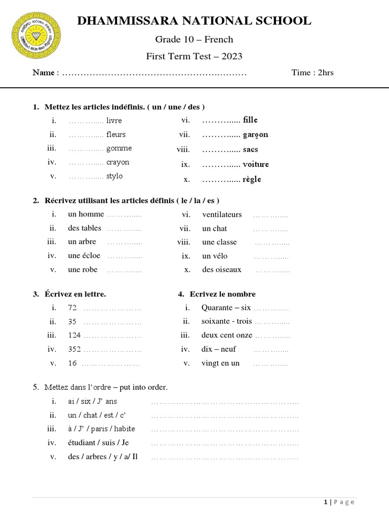 Test de français - 10e année 2023 | PDF | Échecs | Théorie (échecs)