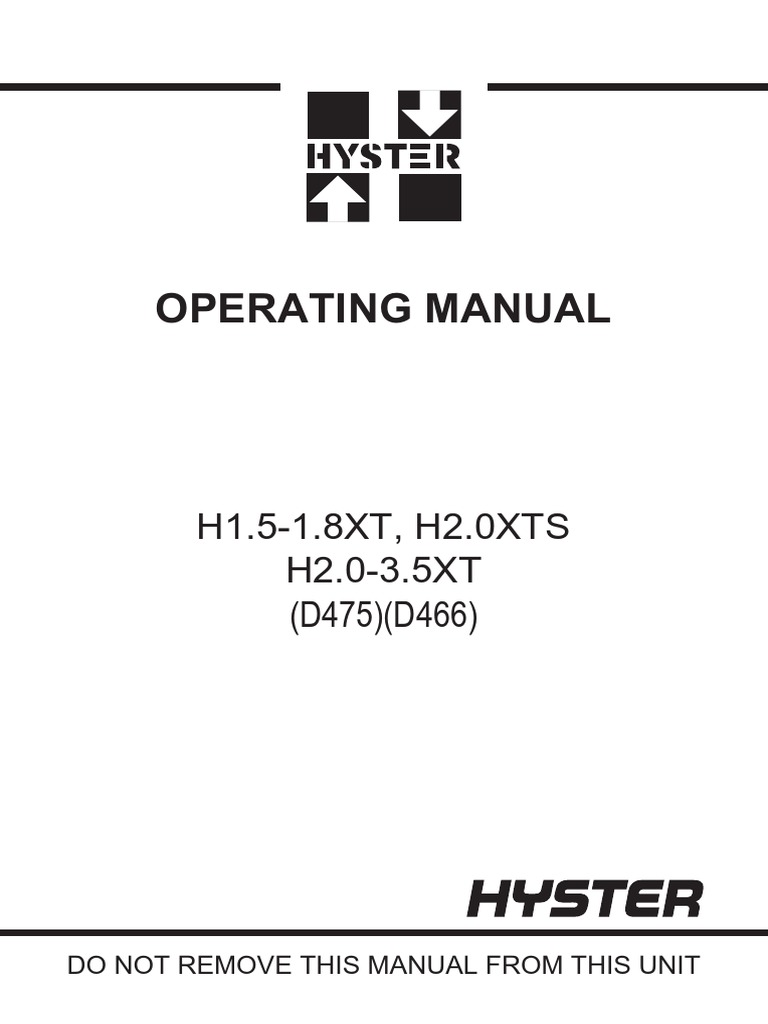 Hyster H1.5-3.5XT Operators Manual | PDF | Forklift | Truck