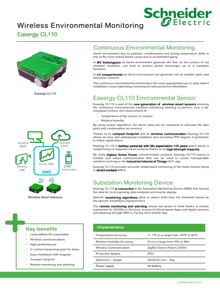 Easergy CL110 Wireless Sensor Overview | PDF | Scada | Internet Of Things