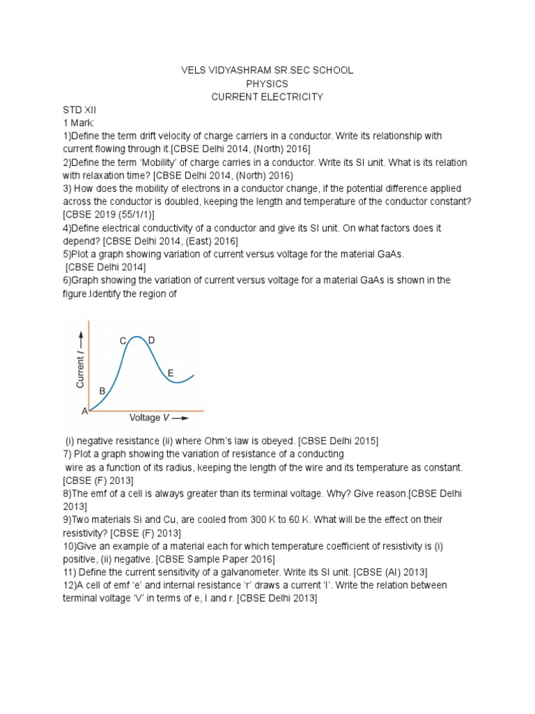 Chapter 3 Worksheet | PDF | Electrical Resistivity And Conductivity | Voltage