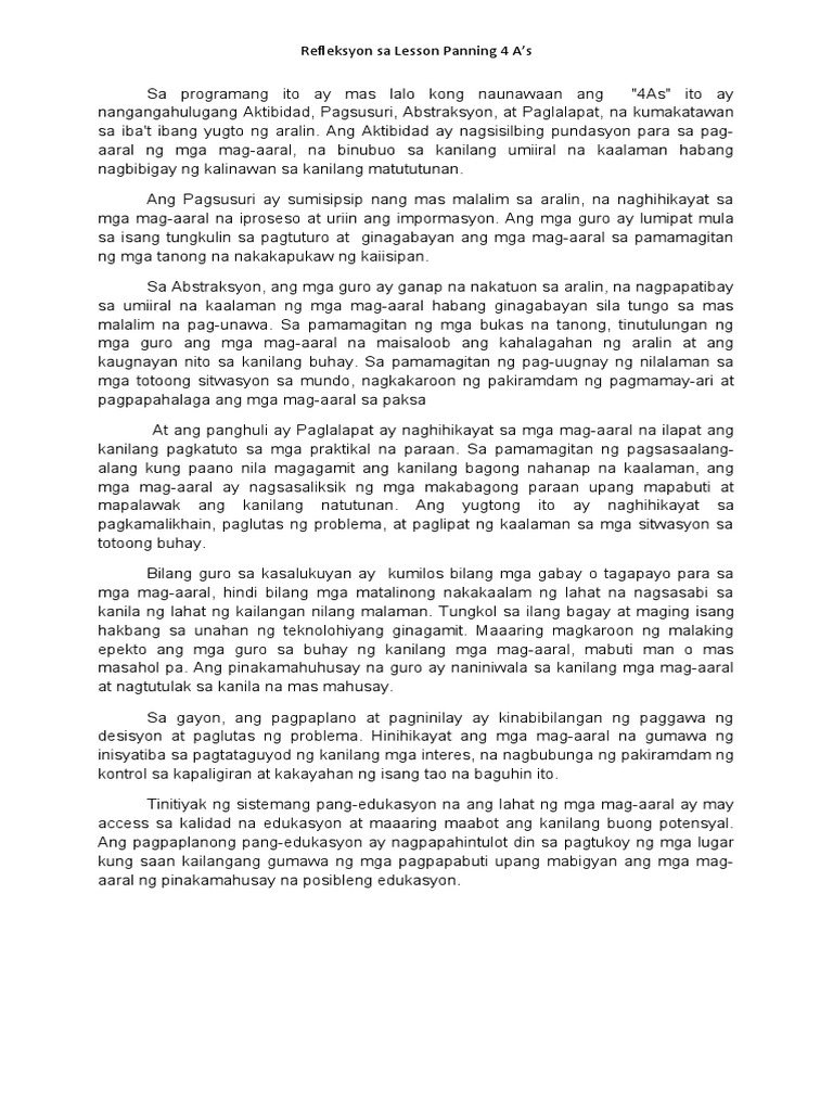 Reflection 4 - 4 AS | PDF