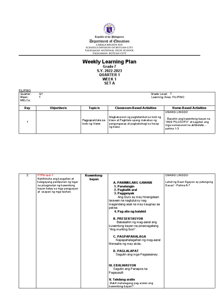 WLP - Week 1 Q1 | PDF WLP - Week 1 Q1 | PDF
