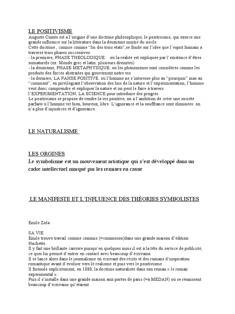 Francese | PDF | Émile Zola | Positivisme
