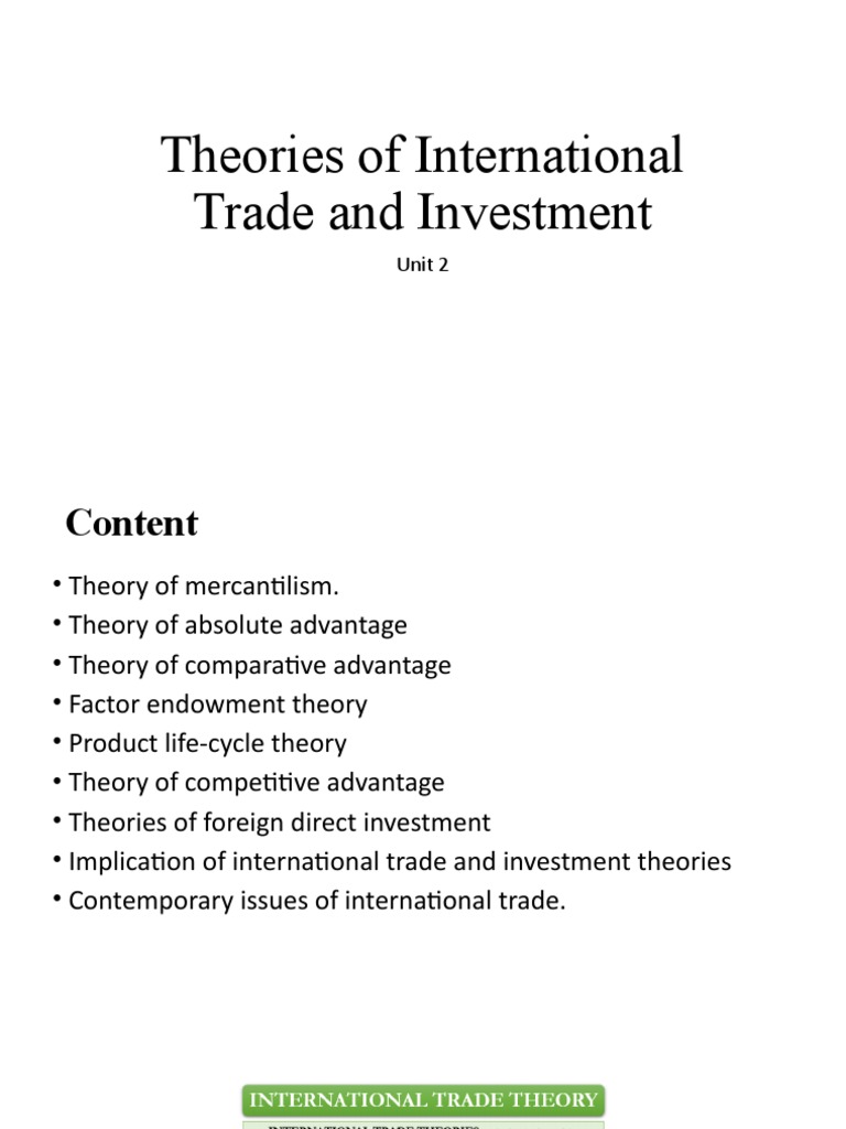 Unit 2 Theories-of-International-Trade-and-Investment | PDF