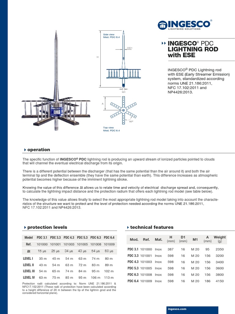 FT Ingesco PDC Une en | Download Free PDF | Lightning | Electricity