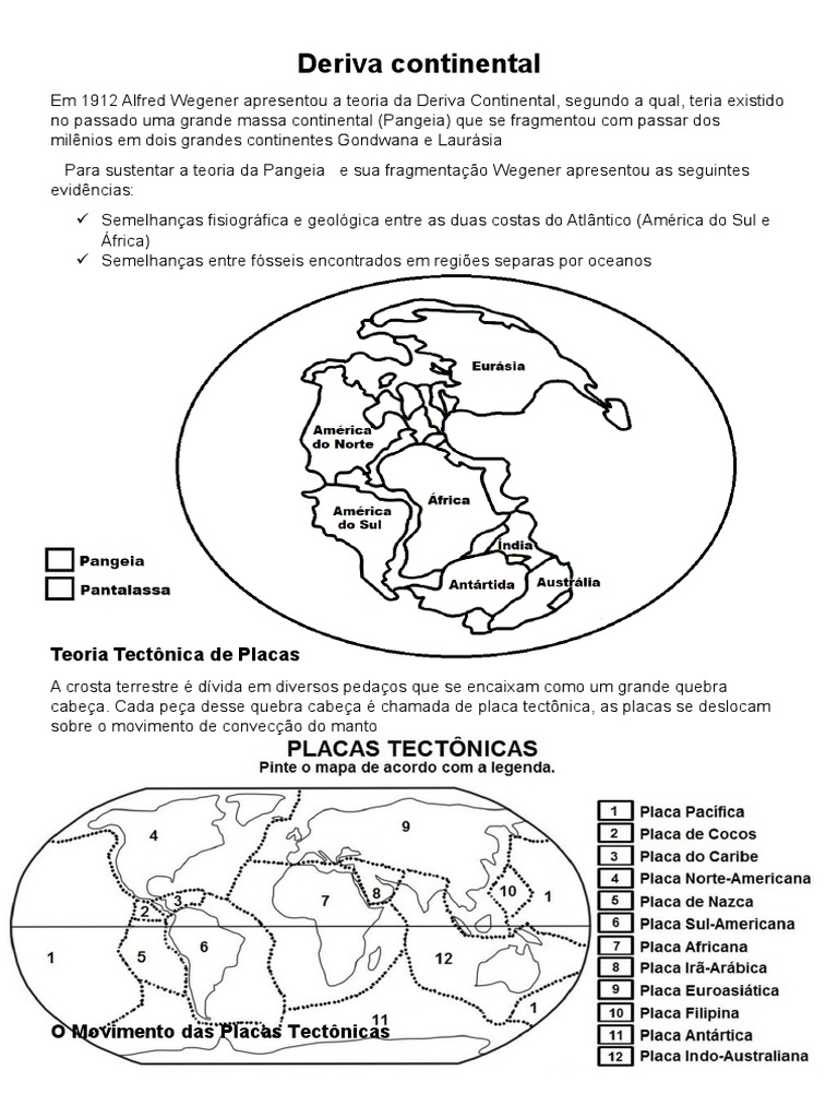 Teoria da Deriva Continental e Placas | PDF | Placas tectônicas ...