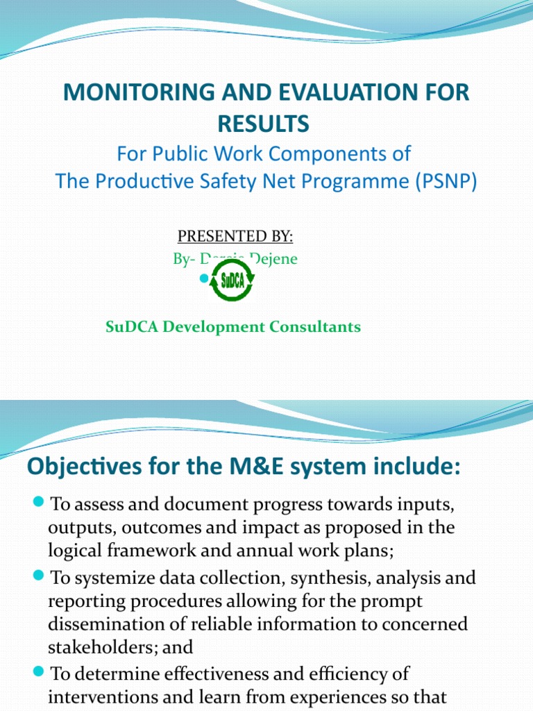 MONITORING AND EVALUATION FOR RESULTS - PSNP Presentation - For Woreda ...