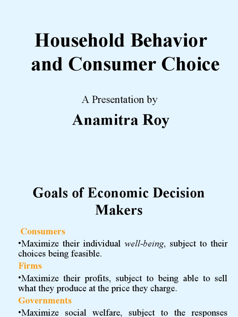 Household Behavior Consumer Choice | PDF | Economic Surplus | Demand