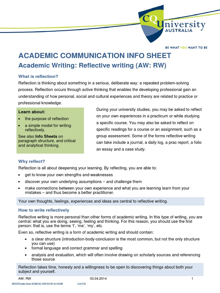 Reflective Writing Guide for Students | PDF | Experience | Thought