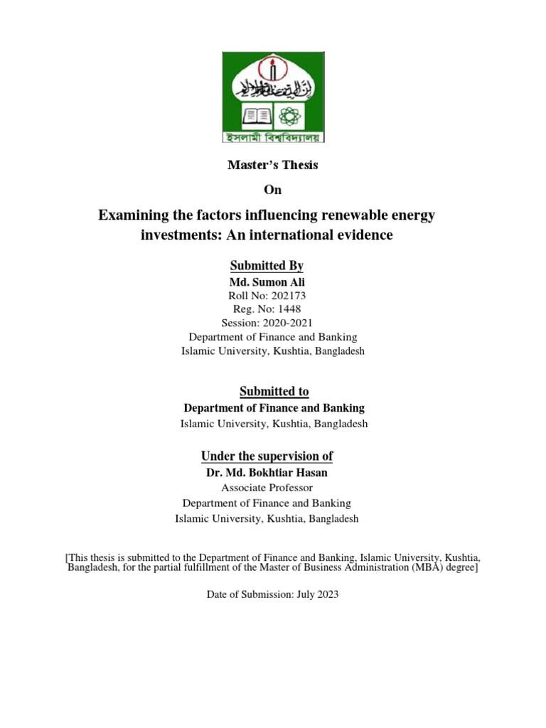 Examining The Factors Influencing Renewable Energy Investments: An ...