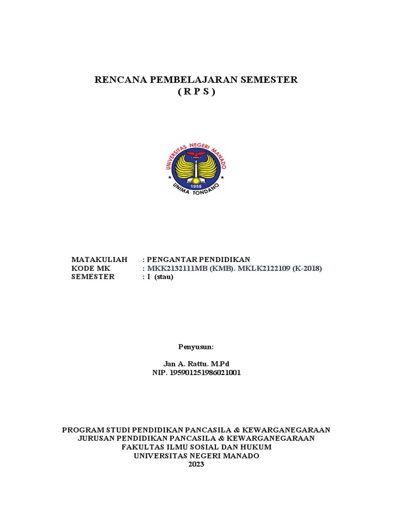 RPS MK Pengantar Pendidikan 2023 | PDF | Seni | Sains & Matematika