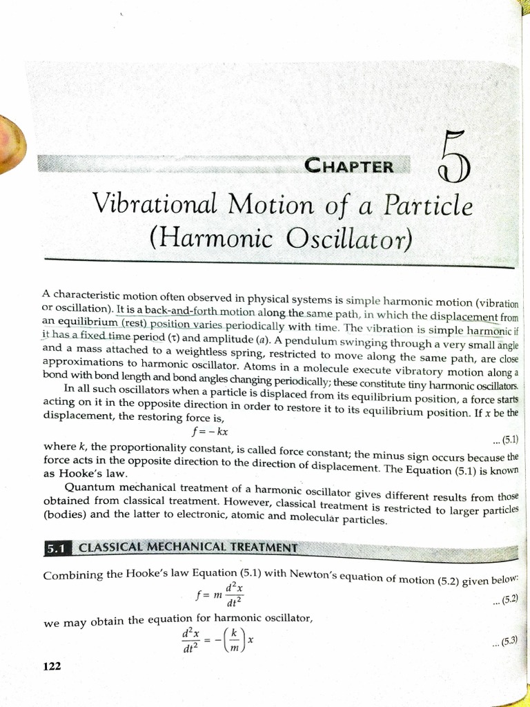 Quantum Chemistry - Vibrational Motion of A Particle | PDF ...