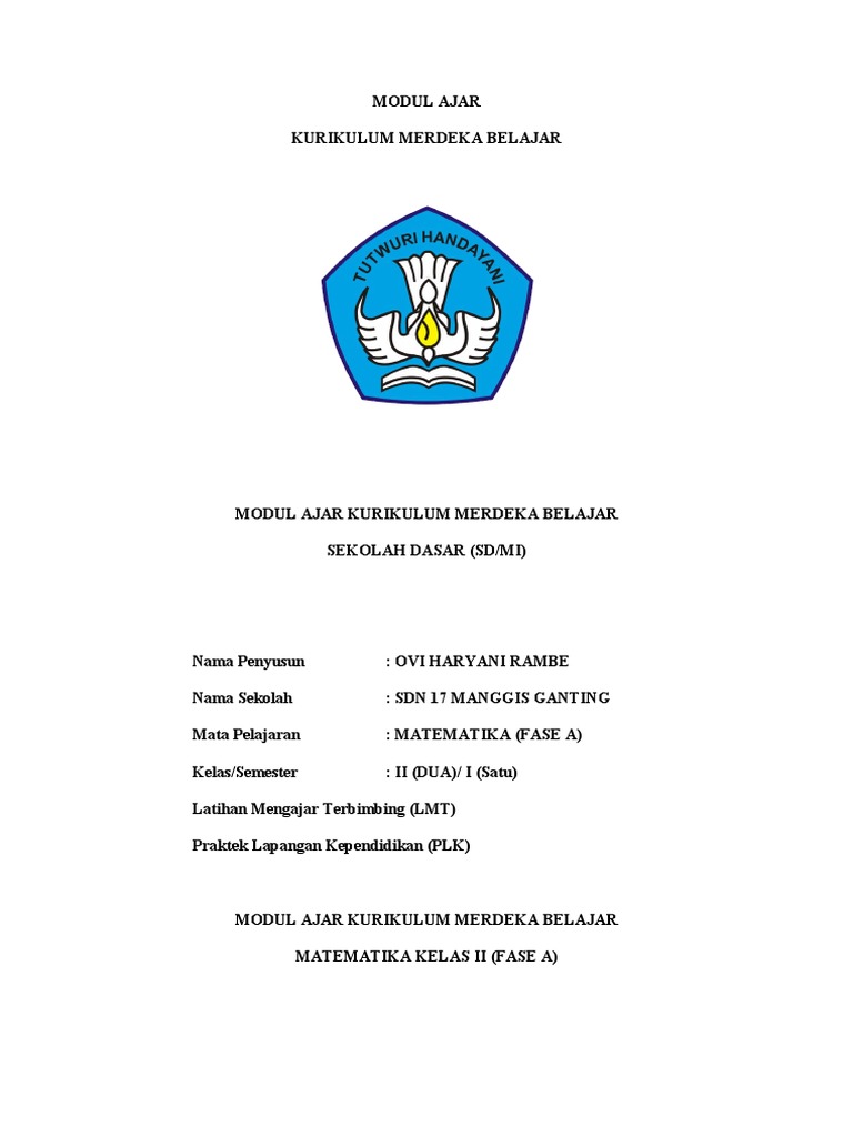 Modul Ajar Matematika KLS 2 (LMT) - Ovi Haryani-2 | PDF