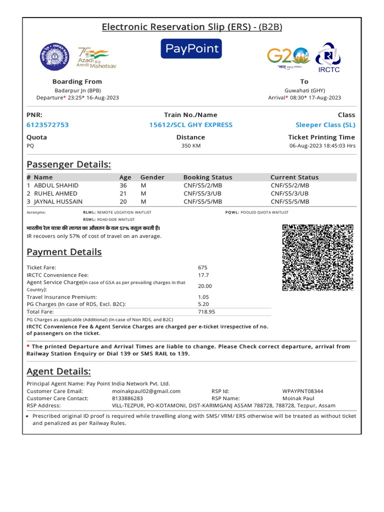 Electronic Reservation Slip (ERS) Electronic Reservation Slip (ERS ...