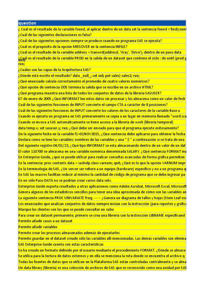 Sas Examen | PDF | Programación | Programa de computadora