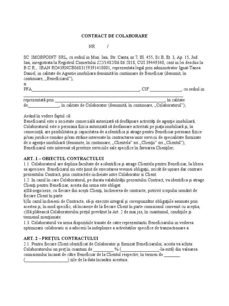 Contract de Colaborare Pfa | PDF