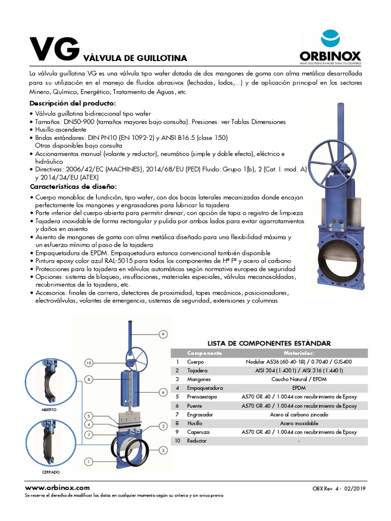 Catalogo Vàlvulas Guillotina | PDF | Materiales | Ingeniería mecánica