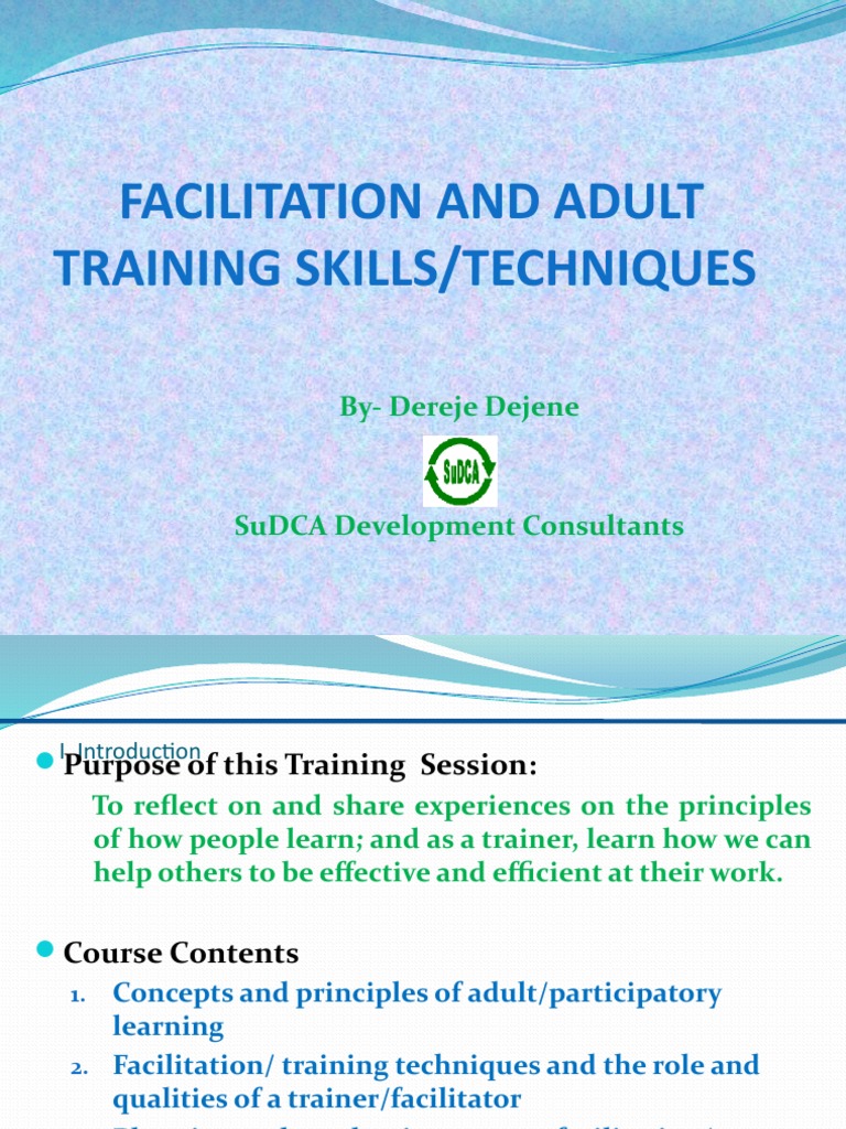 Adult Training Facilitation Techniques | PDF | Learning | Evaluation