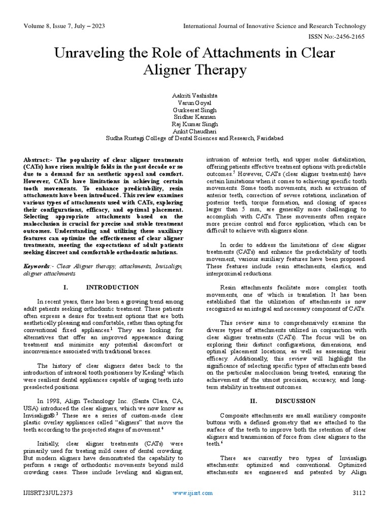 Unraveling The Role of Attachments in Clear Aligner Therapy | PDF ...