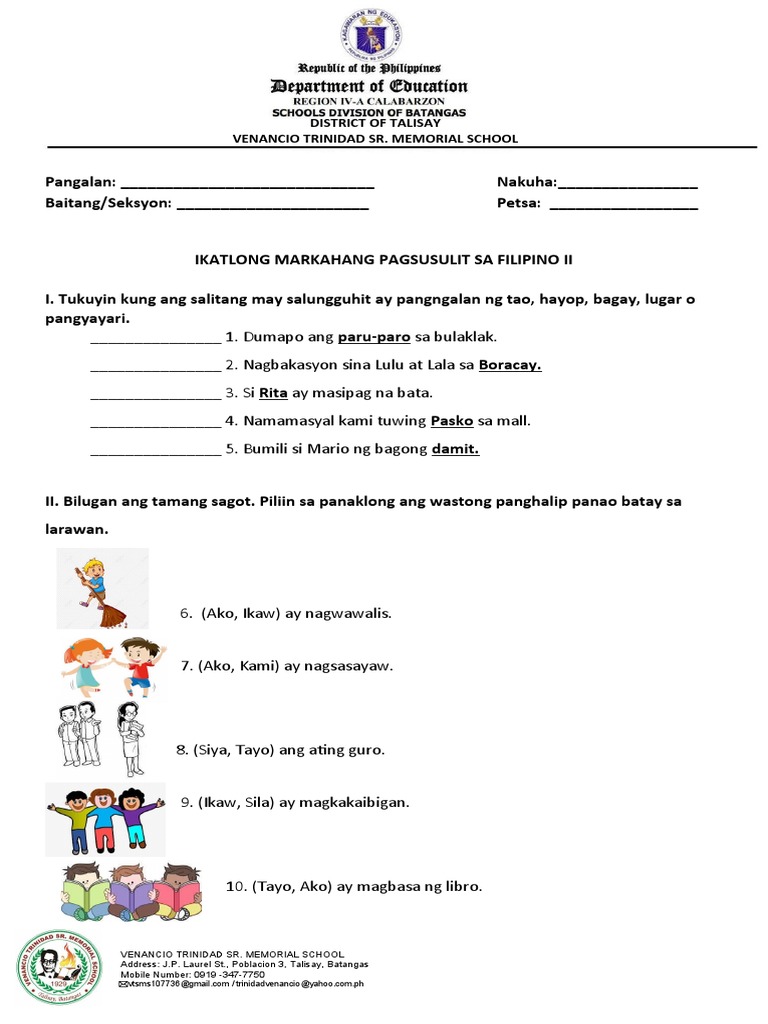 Periodical Test - Q3 Filipino 2 | PDF