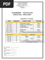 Grade 3 Class Program 2022-2023 | PDF | Schools | Learning