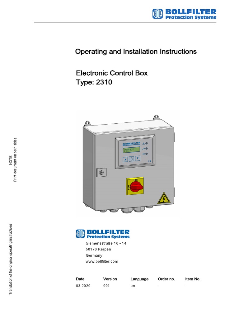 Boll Filter Protection System Program | PDF | Safety | Switch