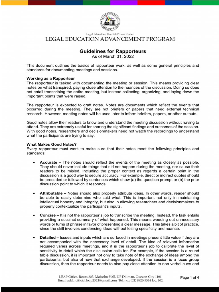 LEAP Rapporteur Guidelines - Final | PDF | Attention | Human Communication