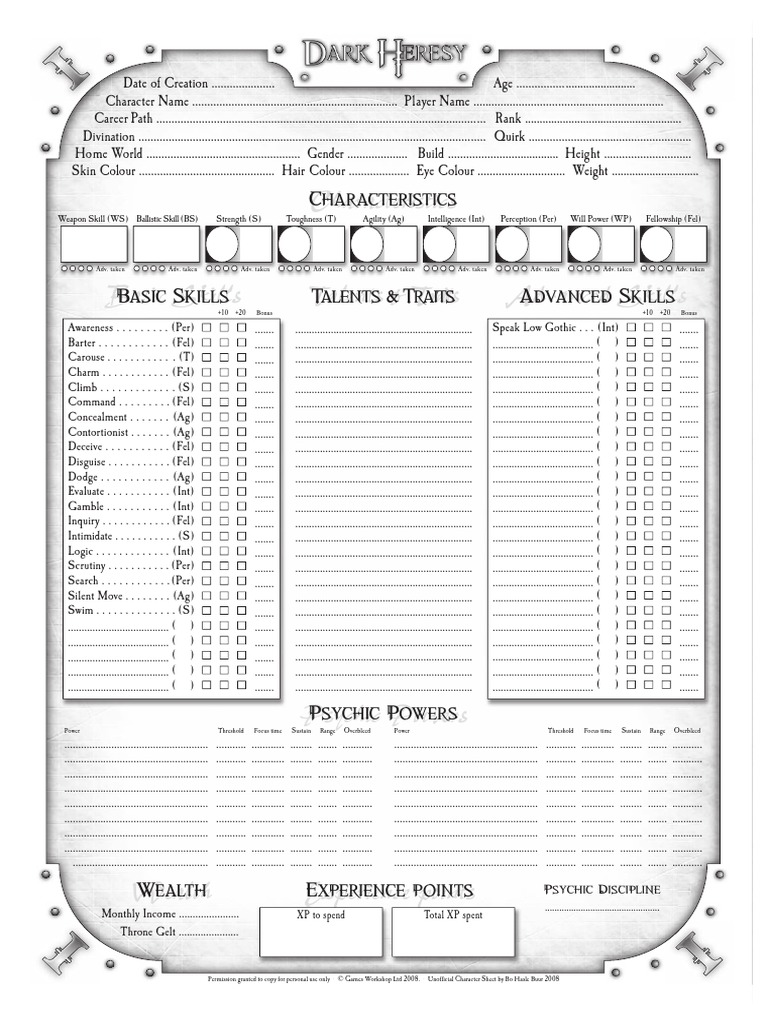 Dark_Heresy_Character_Sheet_-_2_Page | PDF