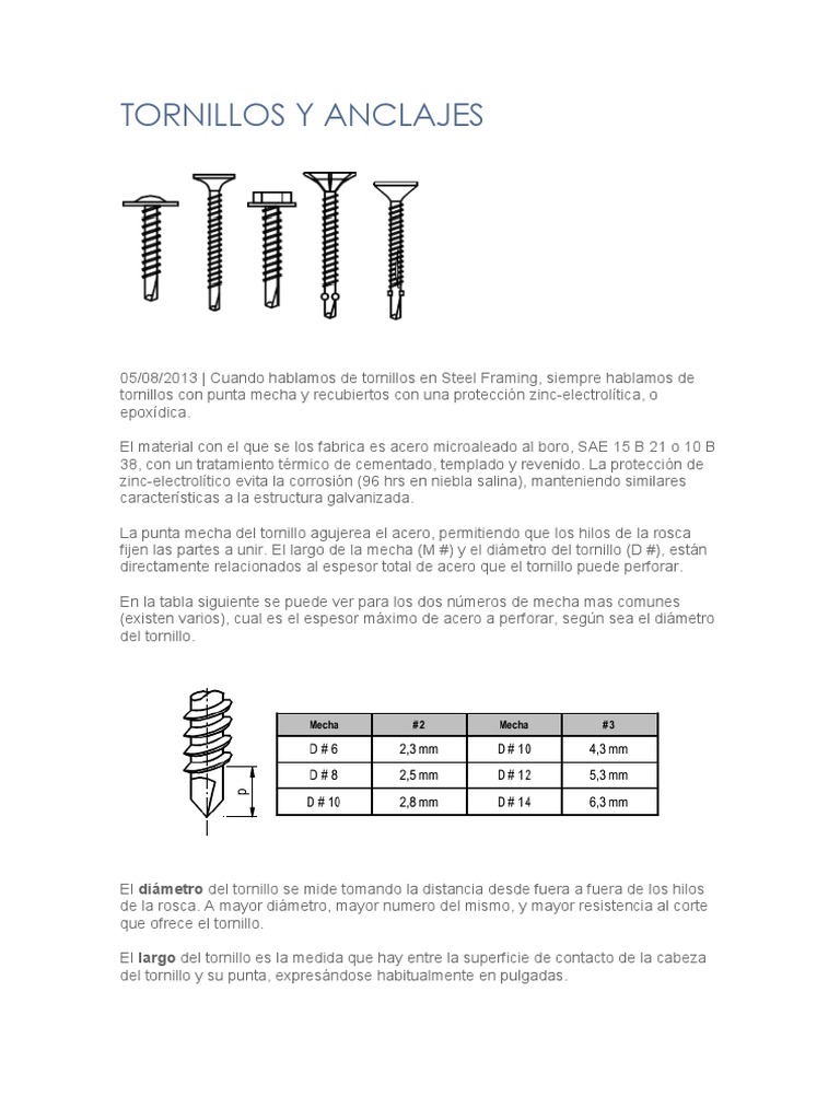 Tipos de Tornillos T1, T2, T3, T4 | PDF